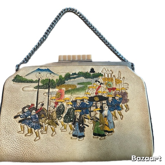 Japenese hand painted | Bags | Vngt 92s30s Chinese Bag Tooled Leather ...